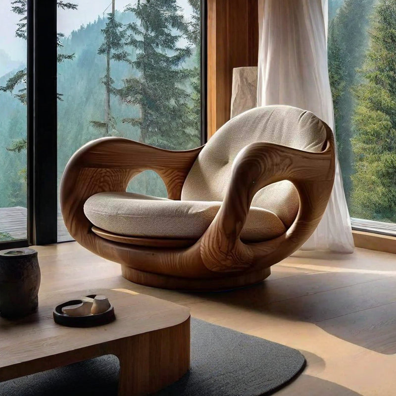 Wooden lounge chair indoor store